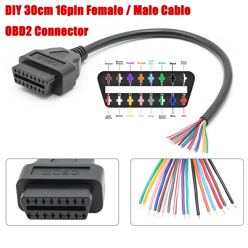 Conector-macho-OBD2-de-16-pines-Cable-de-apertura-de-extensi-n-hembra ...