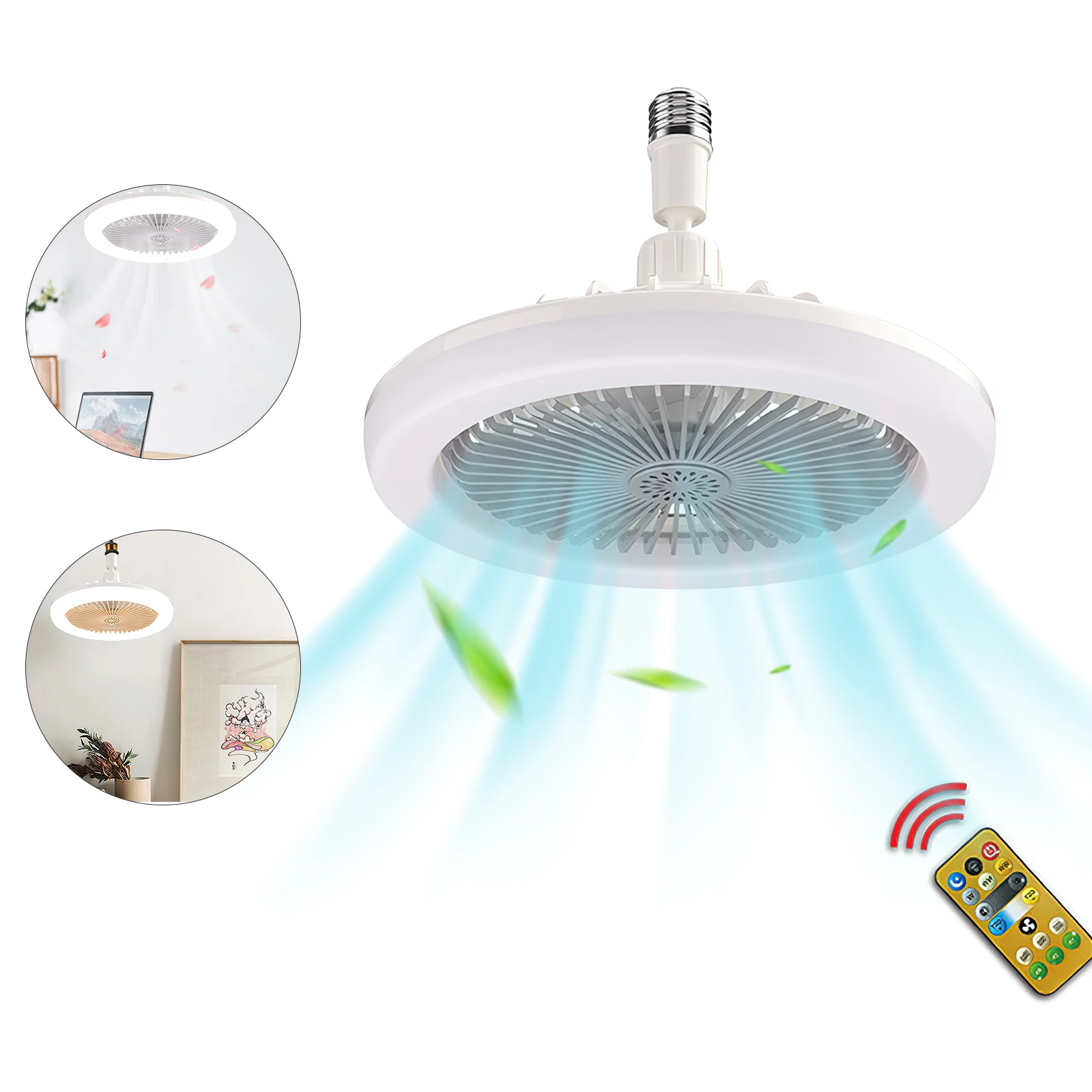 9.84 Inch Ceiling Fan With Lighting Lamp Remote Control Adjust ...