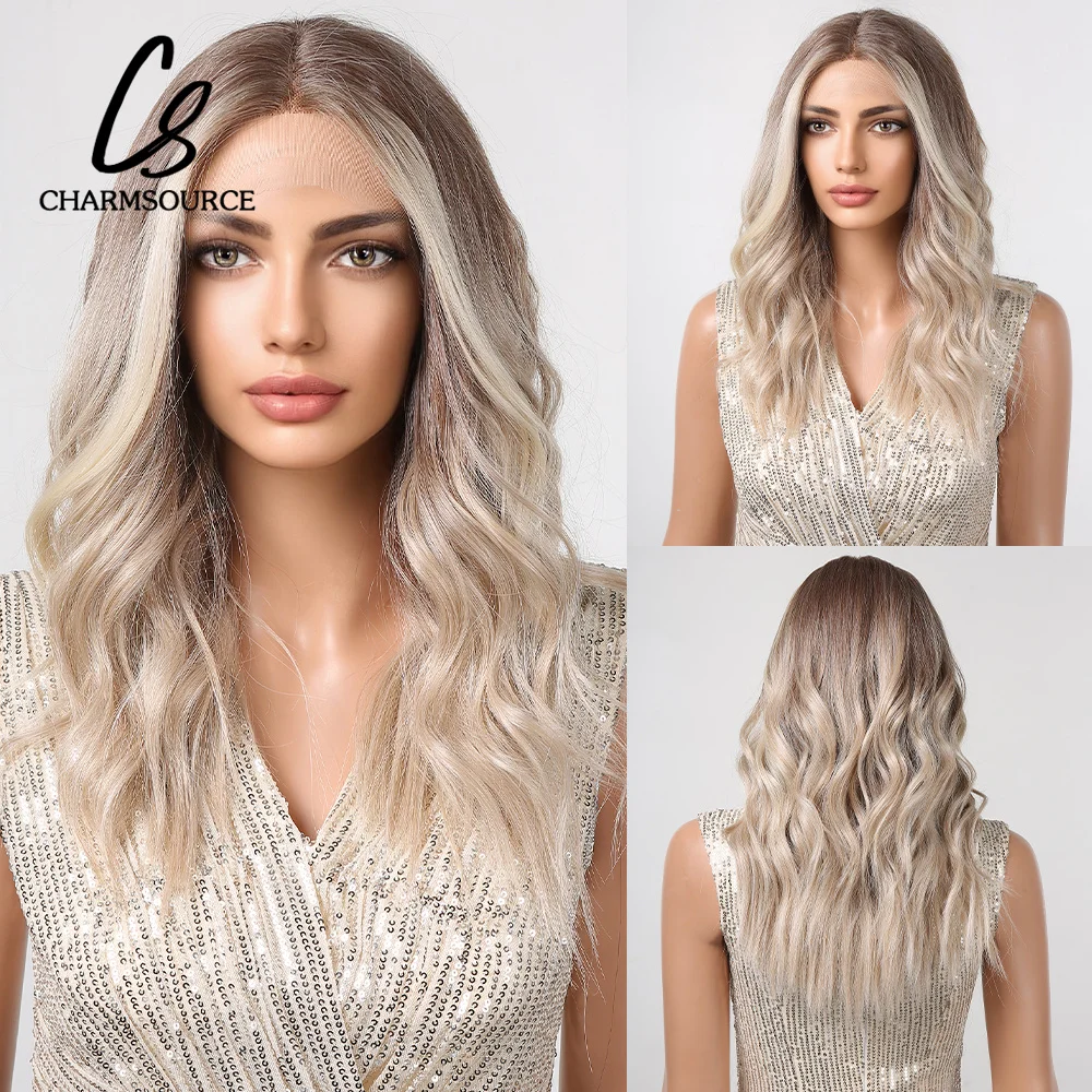 CharmSource-Synthetic-Lace-Wig-Brown-Ombre-Blonde-Lace-Front-Wigs-Long ...