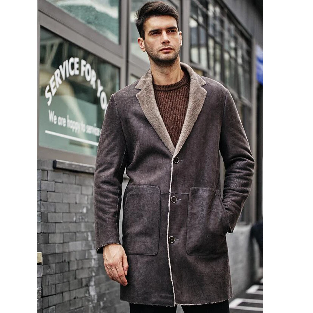 Denny&Dora Men's Shearling Jacket Ultra Thin Turkey Sheepskin Shearling ...