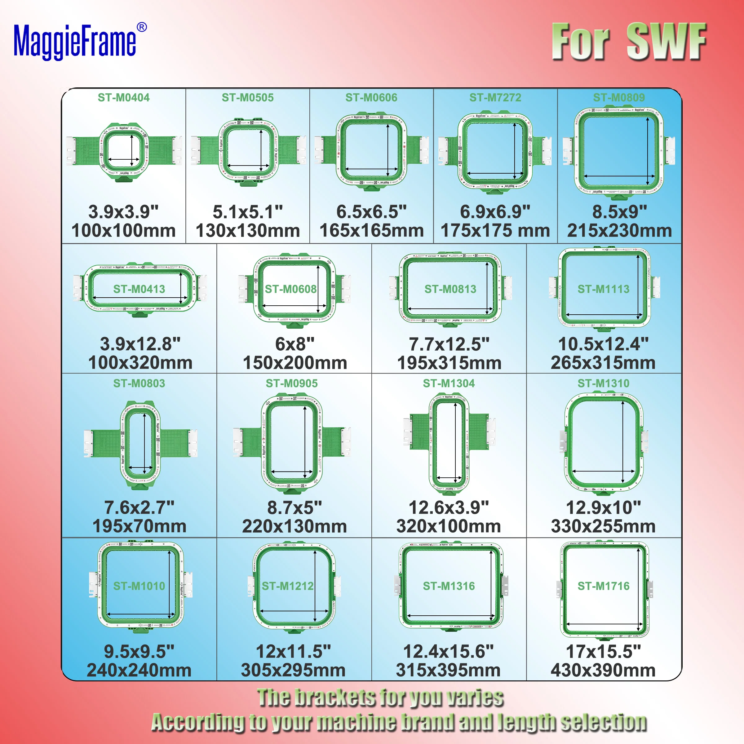 Maggieframe MightyHoop Magnetic embroidery hoop for SWF MAN12 MAS12 SWF ...