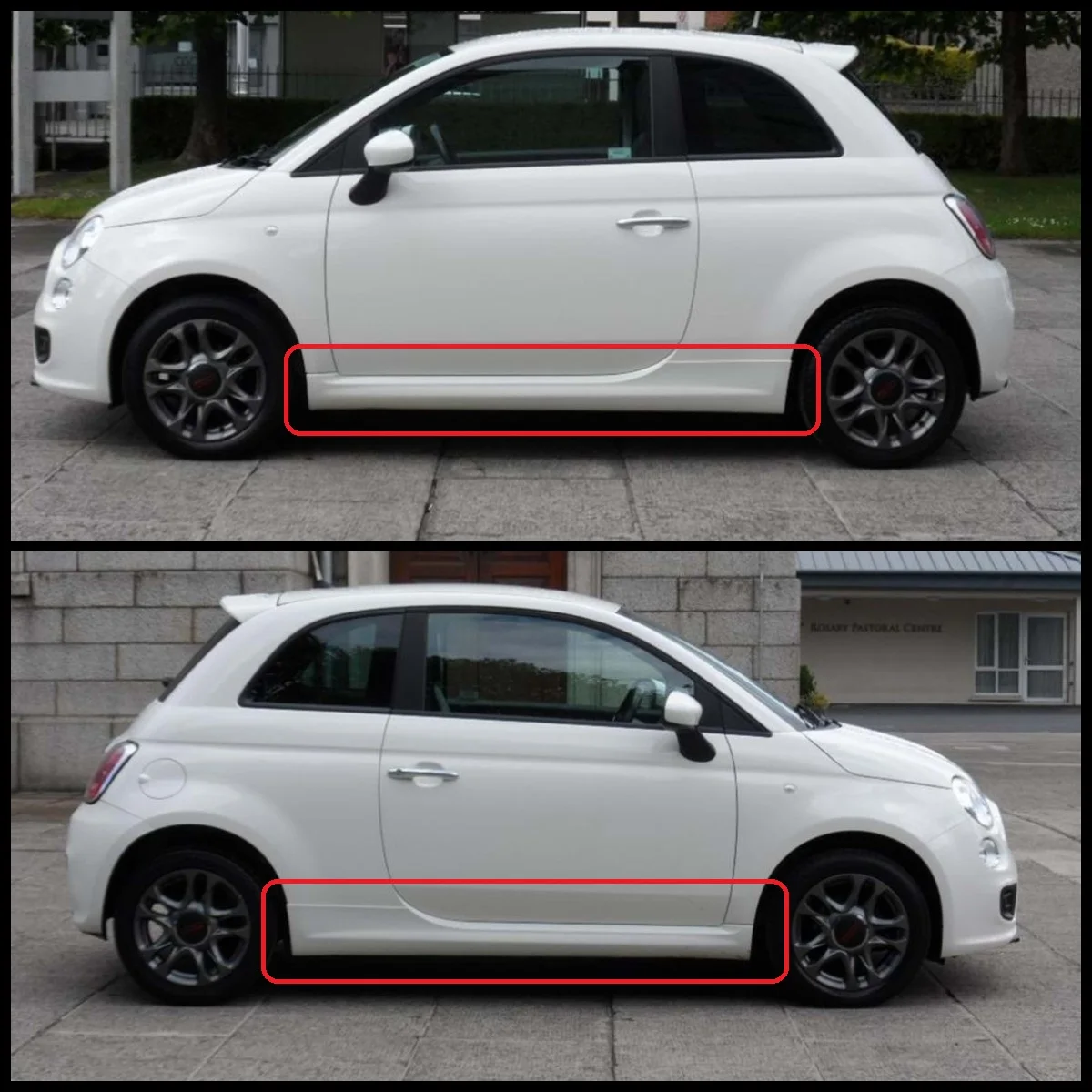 For-Fiat-500-Side-Skirt-Extension-Attachment-Sill-Trim-Car-Styling ...