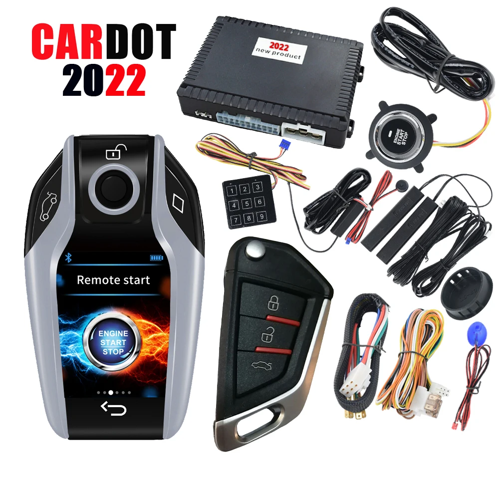 Cardot Lcd Smart Key Push Engine Start Stop Button Remote Start Passive ...
