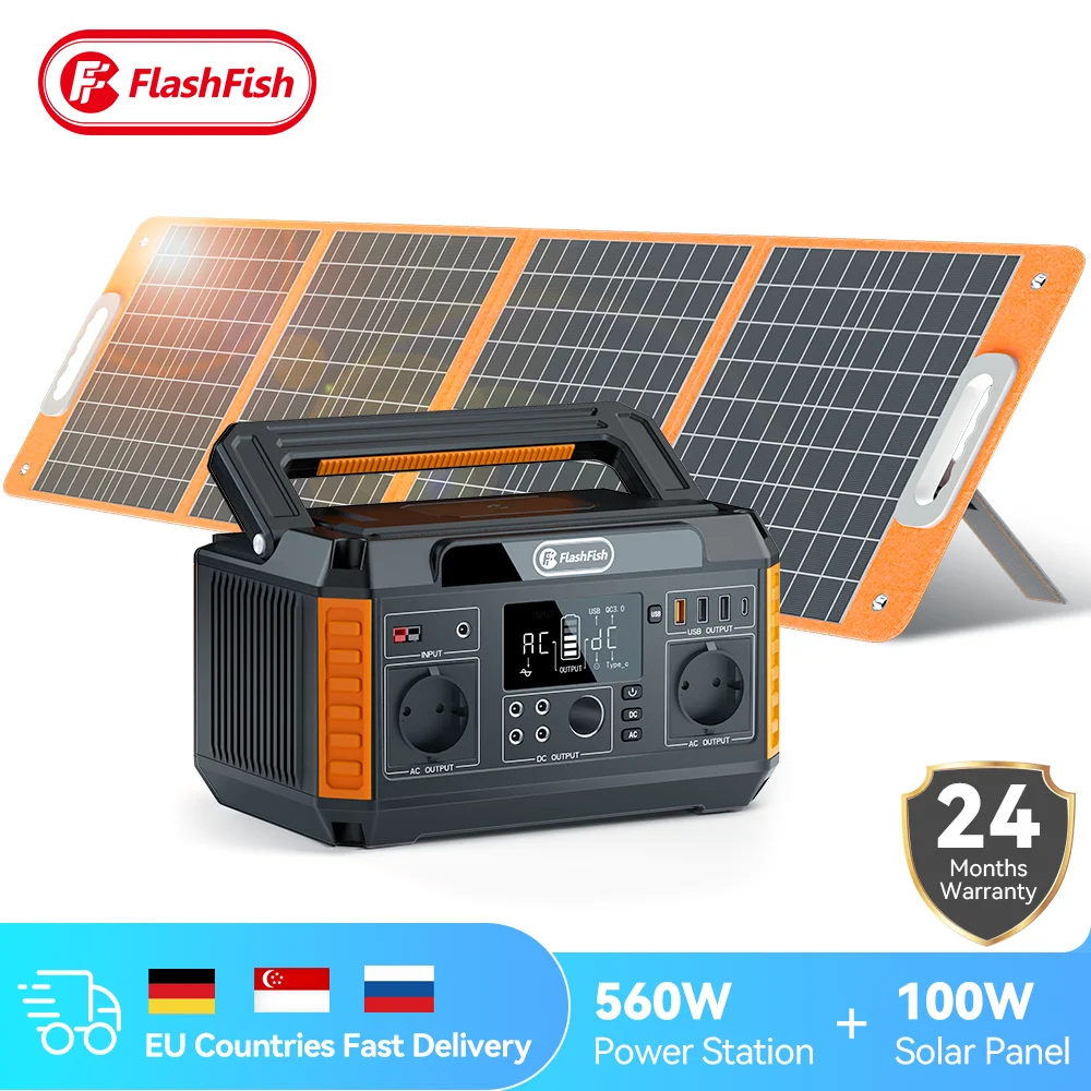 Flash fish 560W Kraftwerk mit W Solar panel Solar Power Bank 520wh ...