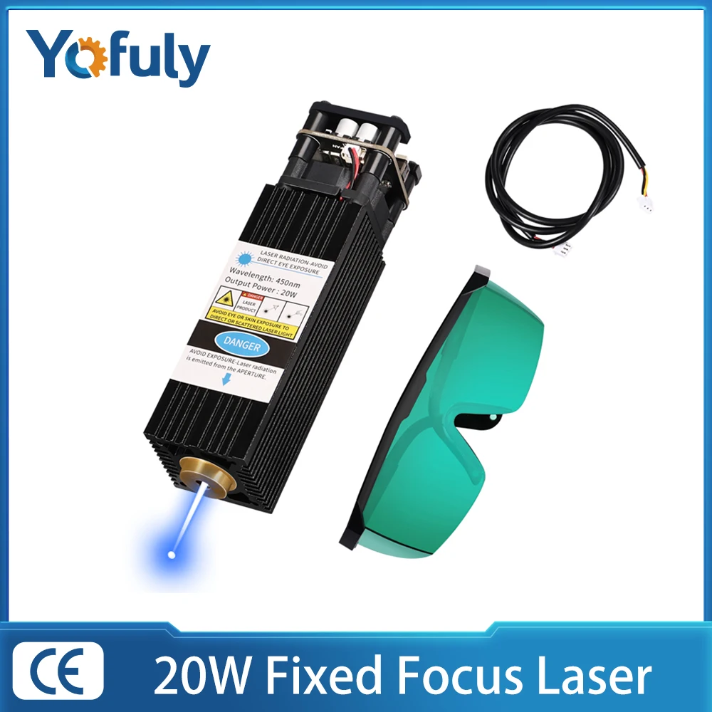 High Power 450nm TTL PWM 20W Fixed Focus Laser Head For CNC 3018 PRO ...