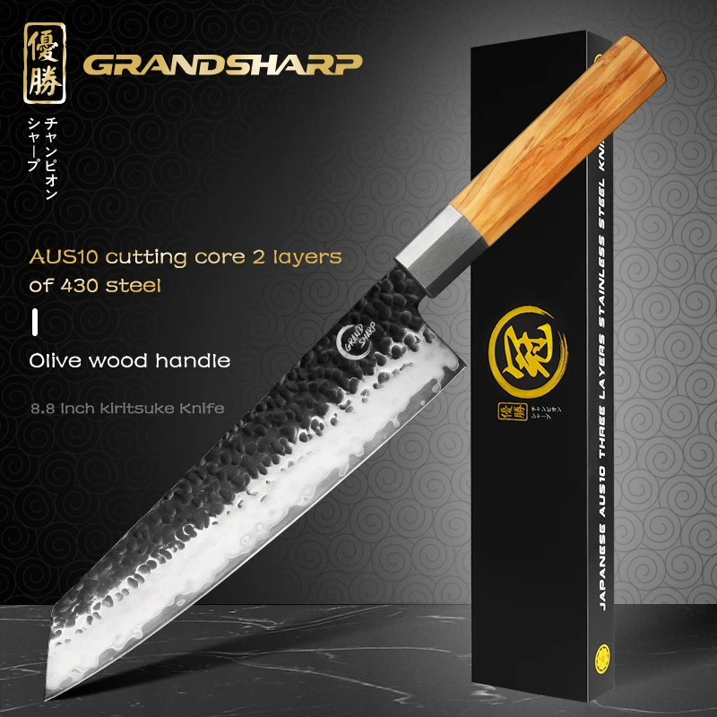 Grandsharp-Kitchen-Knives-Chef-Knife-Japanese-Kiritsuke-AUS10-3-Layers ...