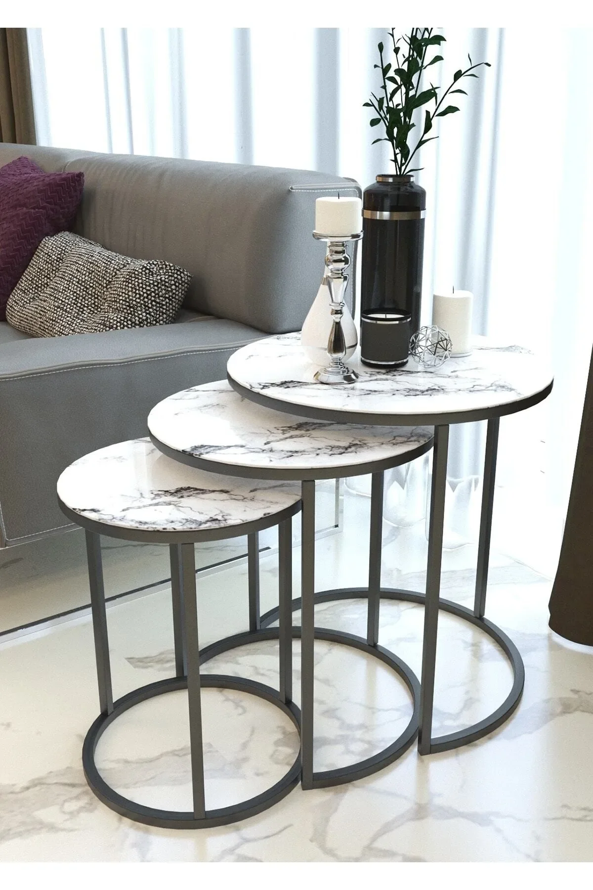Gold-Metal-Zigon-Coffee-Table-Unbreakable-Black-Glass-3-PCs-Nordic-Side ...