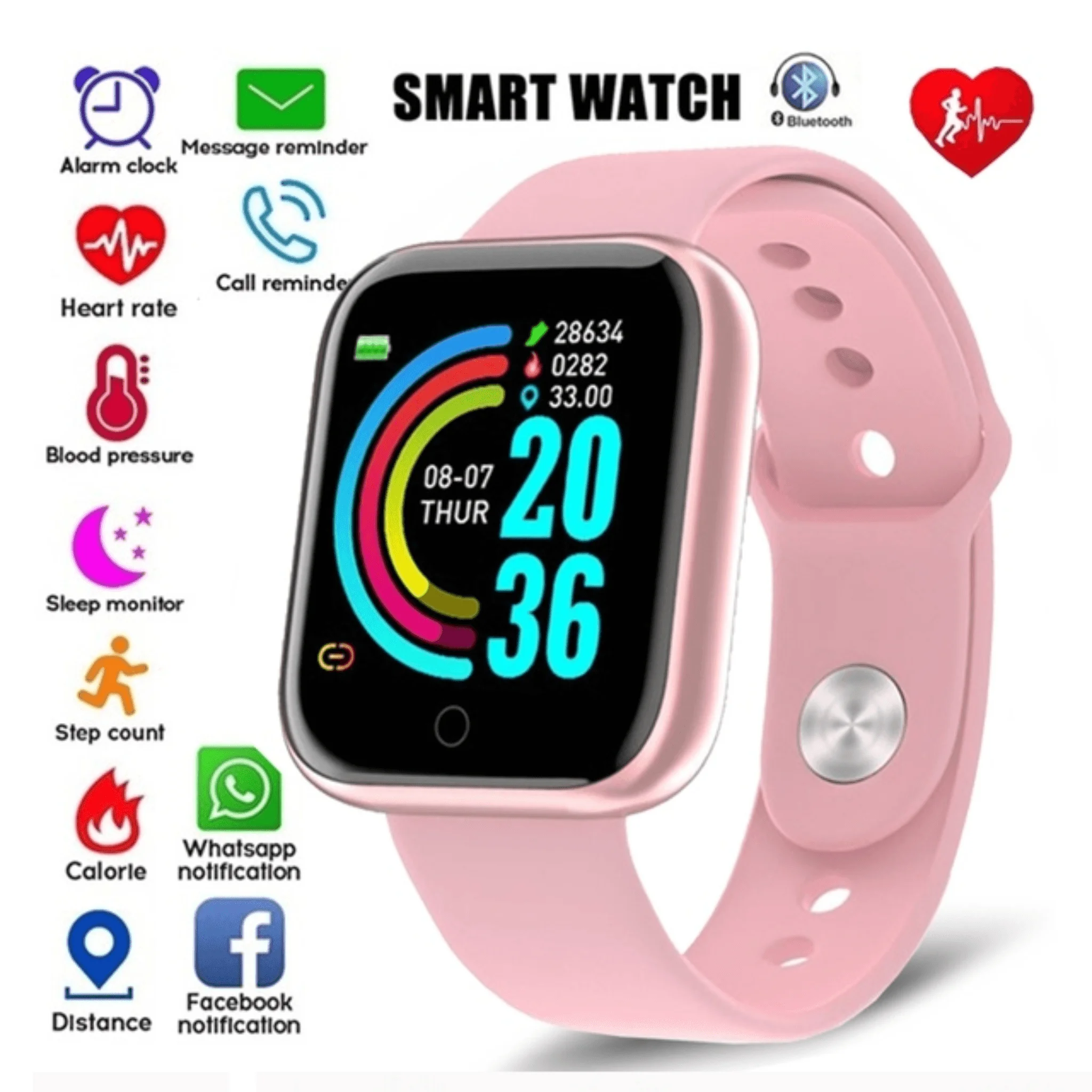 Relógio Inteligente Smartwatch D20 Pro Branco/ Pulseira Para D20 ...