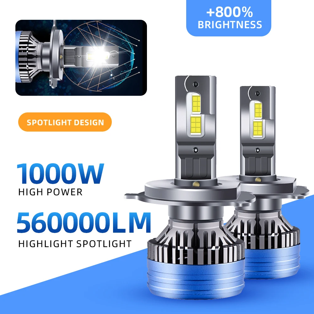 H7-H11-H4-LED-Headlights-560000LM-1000W-K5C-Canbus-H1-HB3-9005-4300K ...
