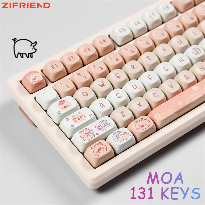 ZIFRIEND-131-Keys-Cute-Pig-Keycap-Set-MOA-Profile-for-DIY-Mechanical ...