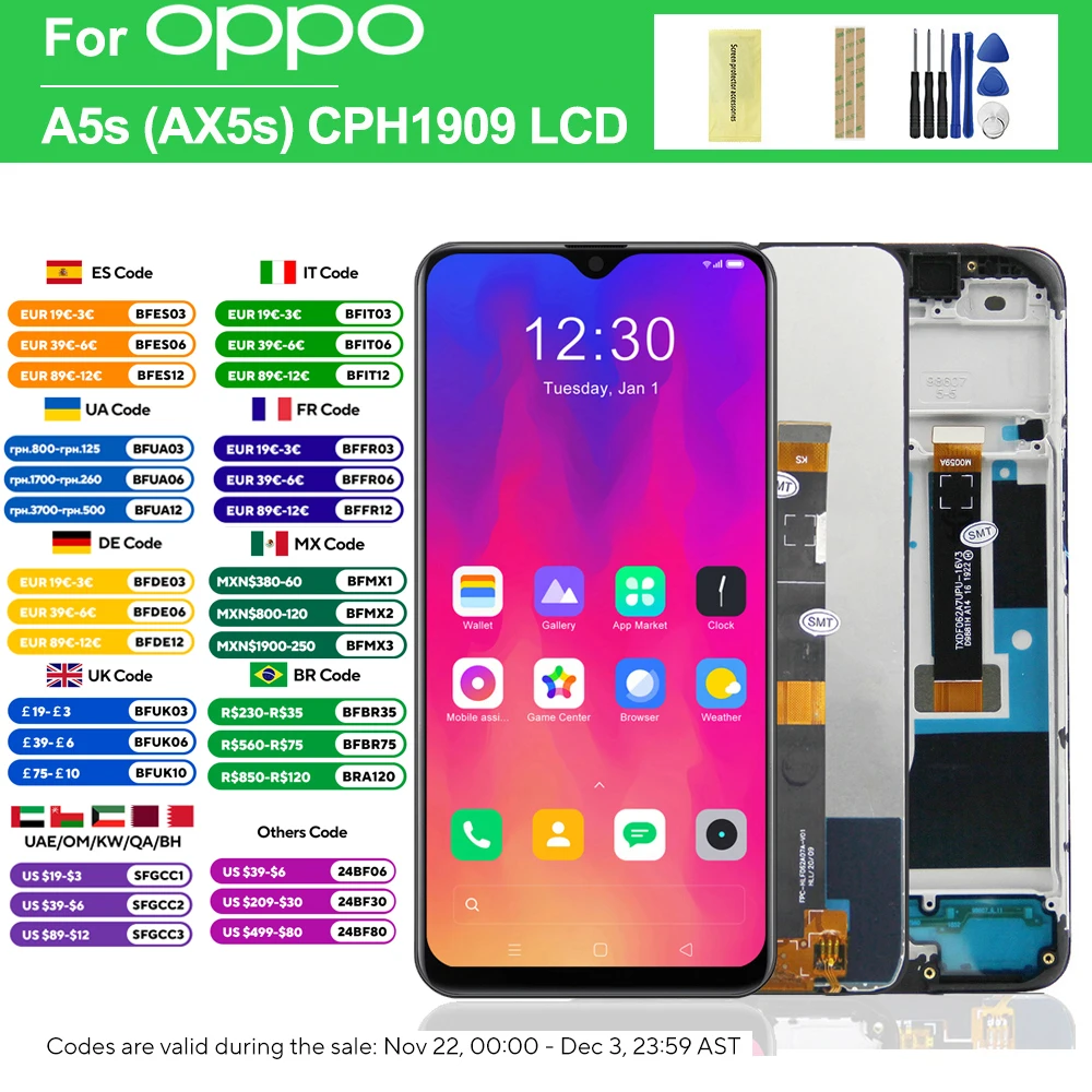 6-2-For-Oppo-A5s-AX5s-LCD-Display-with-Frame-Touch-Screen-Digitizer ...