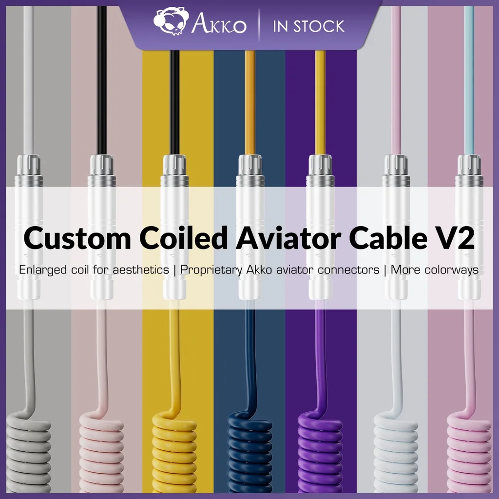 Akko Coiled Aviator Cable V2 Retractable USB Type-C Spring Coil Cable ...