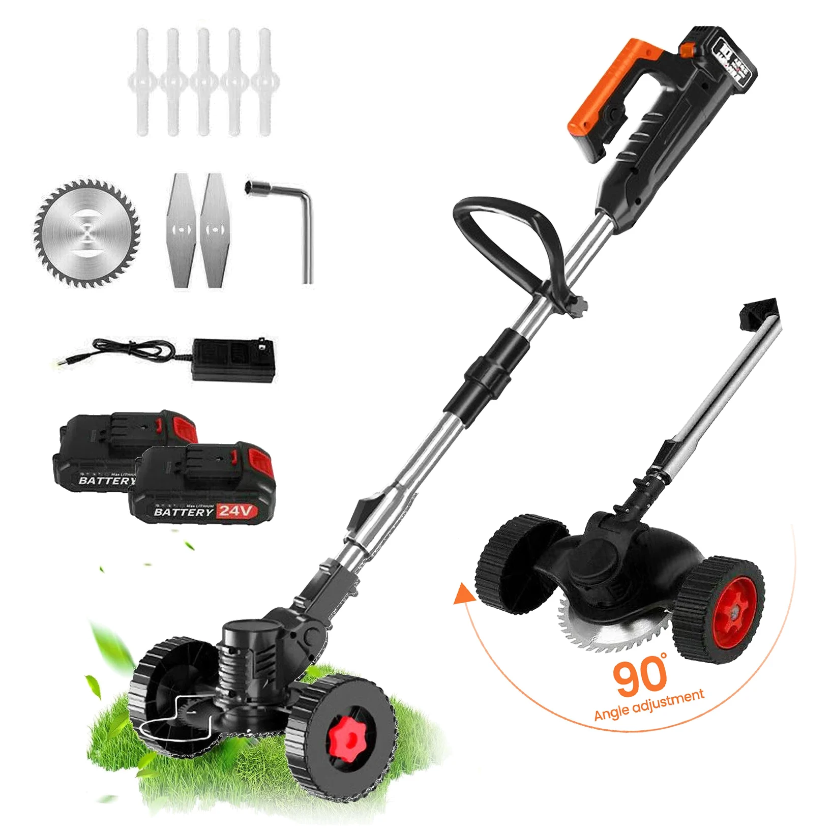 6inch-Portable-Cordless-Electric-Foldable-Mower-18000RPM-Telescopic-Rod ...