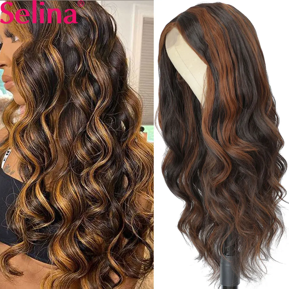 Highlight-Wig-Ginger-Blonde-Synthetic-Wig-PrePlucked-Ombre-Brown ...