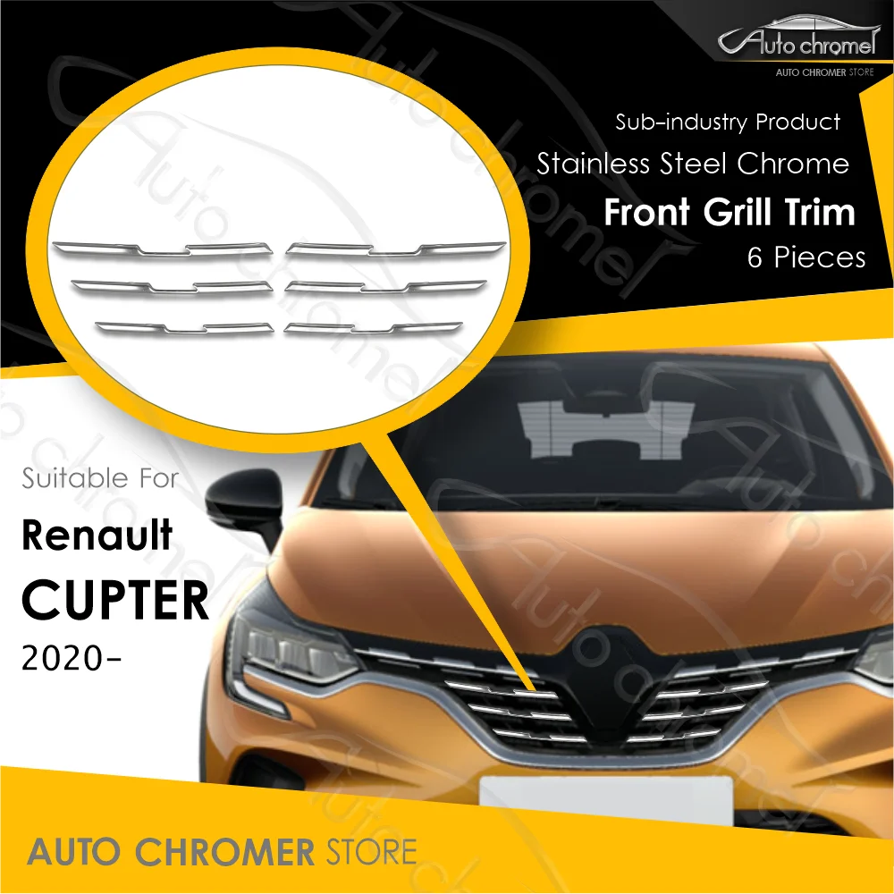 For-Captur-Front-Grill-Chrome-Trims-2020-Premium-6-Pieces-Renault-Car ...