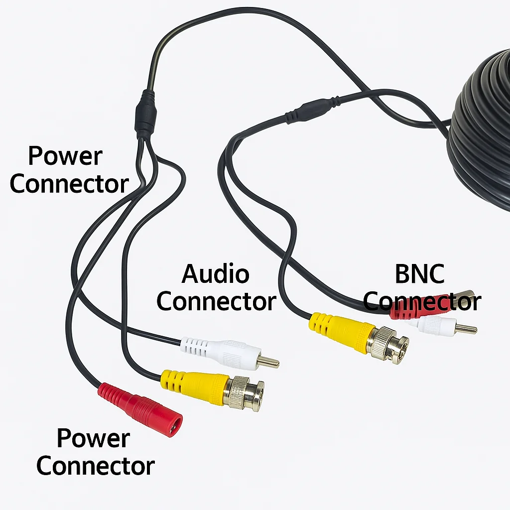 BNC + DC + RCA 3-in-1 Extension Cable for CCTV Camera DVR | Audio Video ...