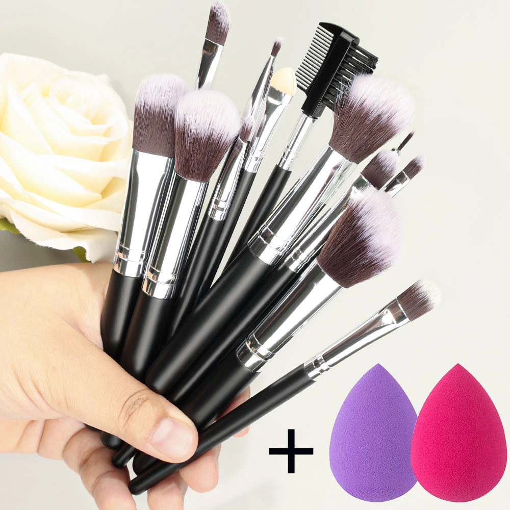 Black 8-13pcs Makeup Brushes Soft Fluffy Foundation Blush Powder ...