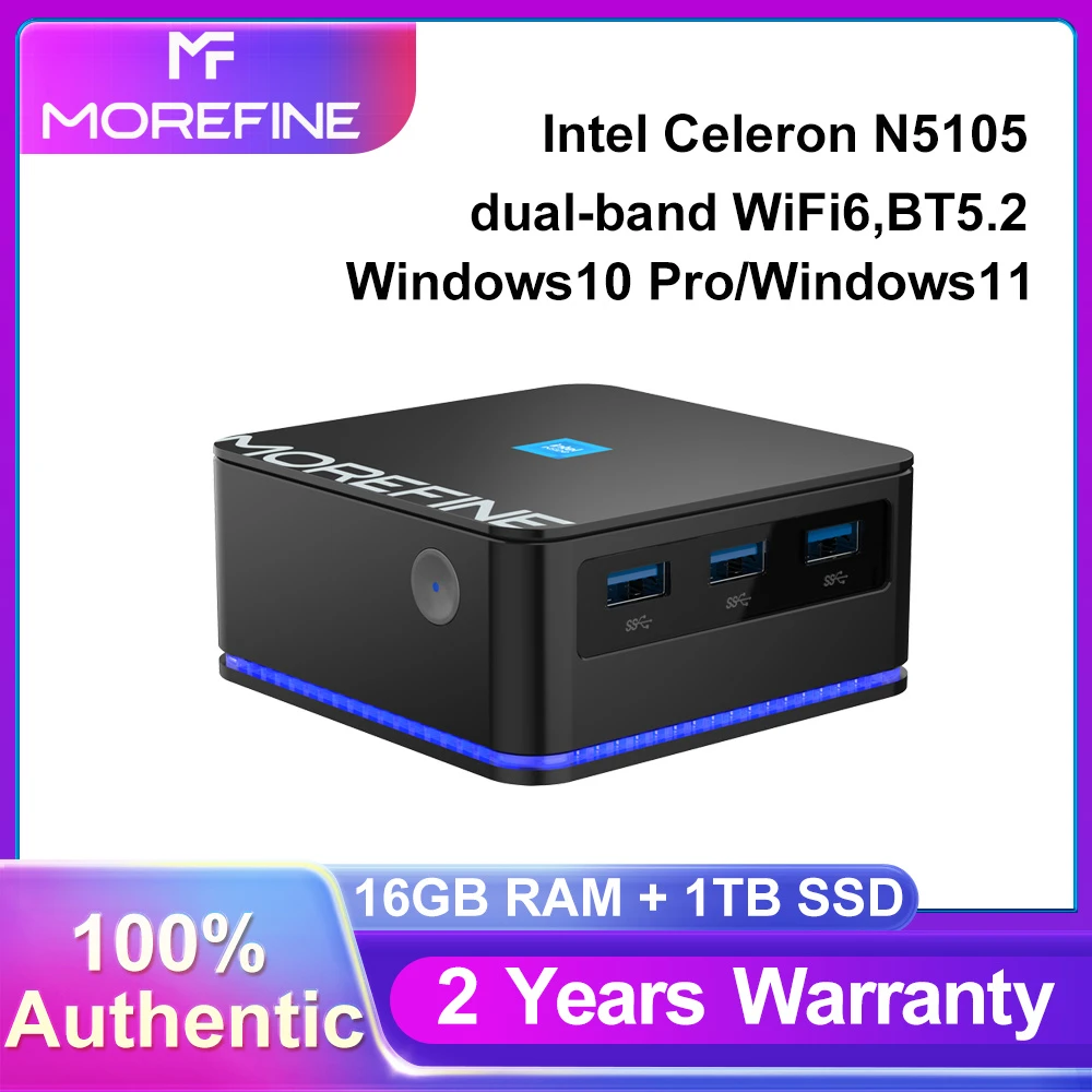 Mini PC MOREFINE M8S Windows 11 Intel 11ª Geração N5105 DDR4 2933MHz ...