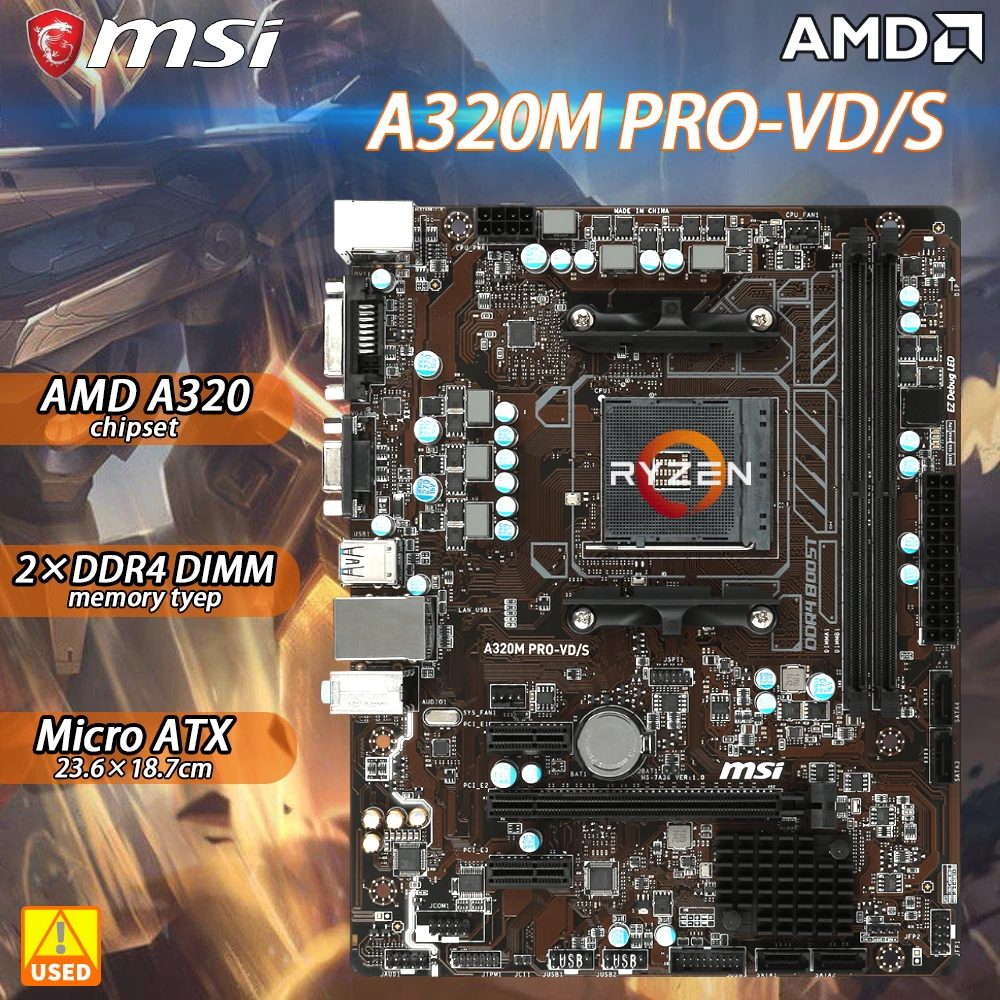 Am4 placa mãe suporta amd ryzen cpu msi a320m PRO VD/s adota amd a320 ...