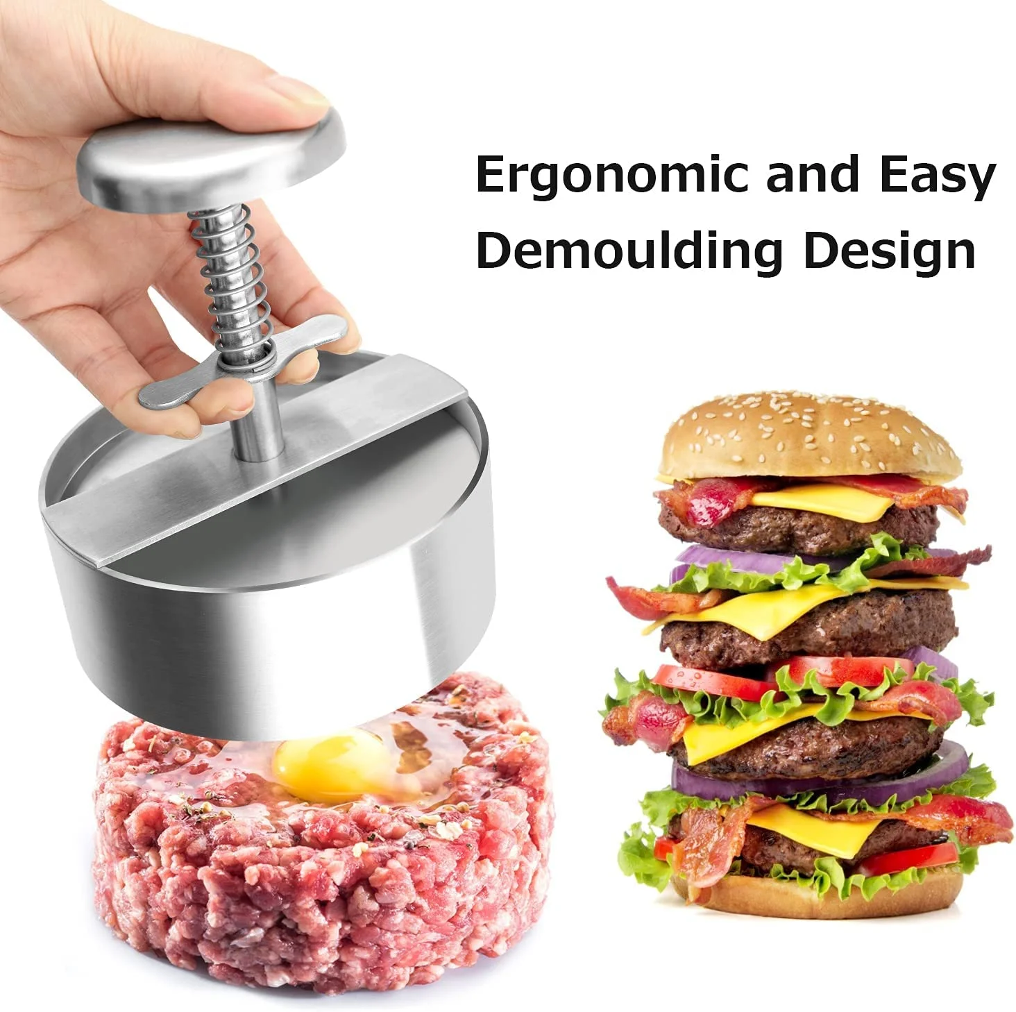 Adjustable Hamburger Patty Maker Stainless Steel Hamburger Press Patty ...