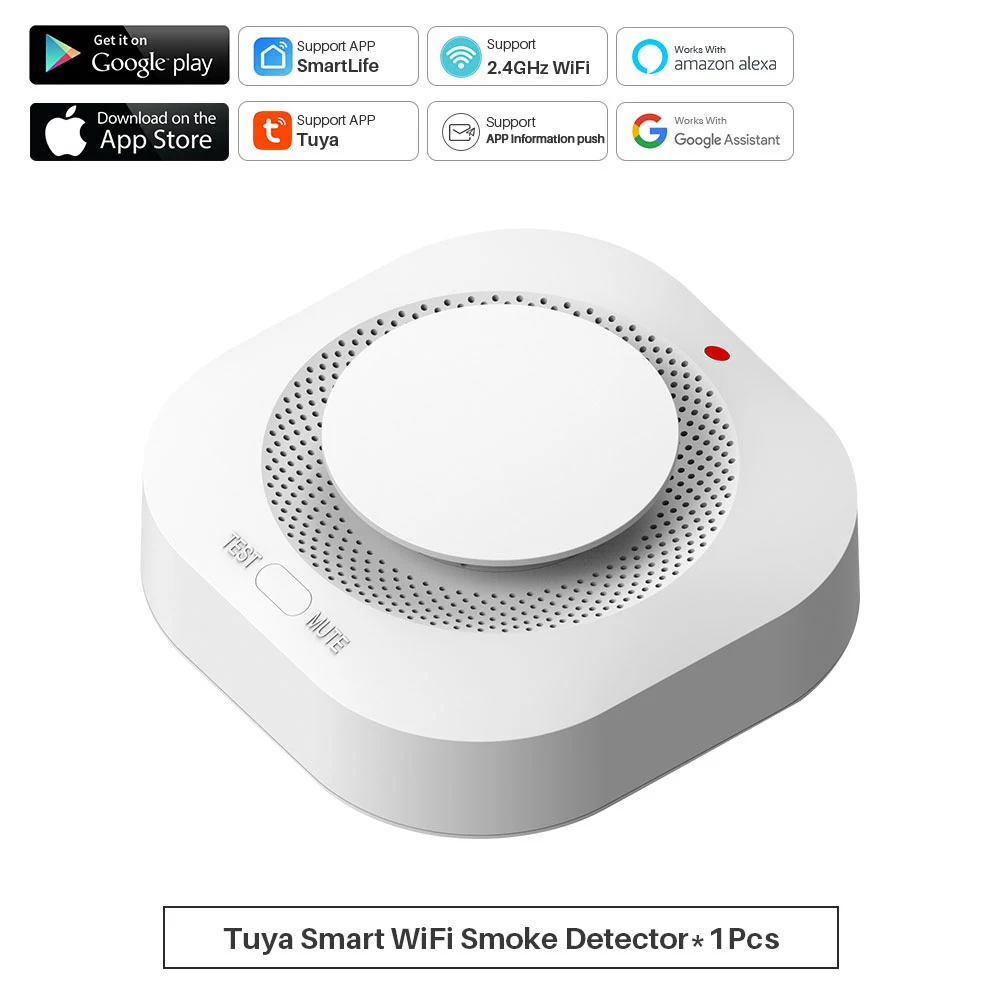Tuya Zigbee Wifi Smoke Detector Sensor 80DB Alarm Fire Smart Smoke Detector Wifi Fire Protection ...