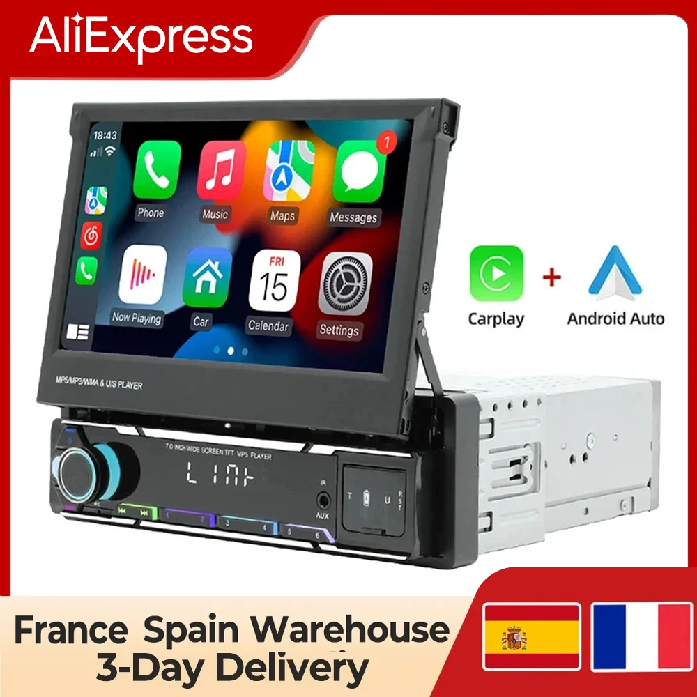 Universal-Car-Radio-1-Din-Carplay-Android-Auto-7-MP5-Player-Touch ...