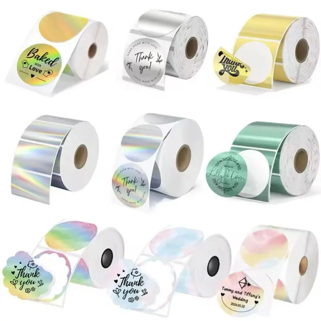 40-50mm Round Square Thermal Label Printer Sticker Self-Adhesive ...