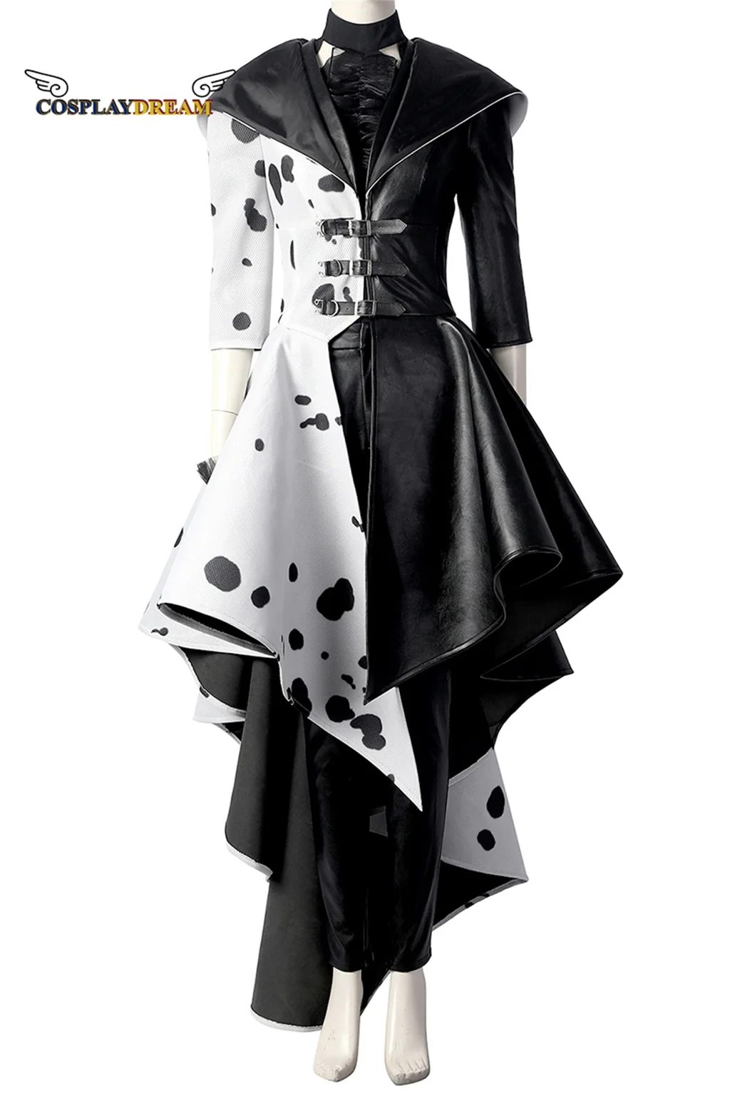 Cruella De Vil Cosplay Costume Adult Women Fancy Gown Black White Polka ...