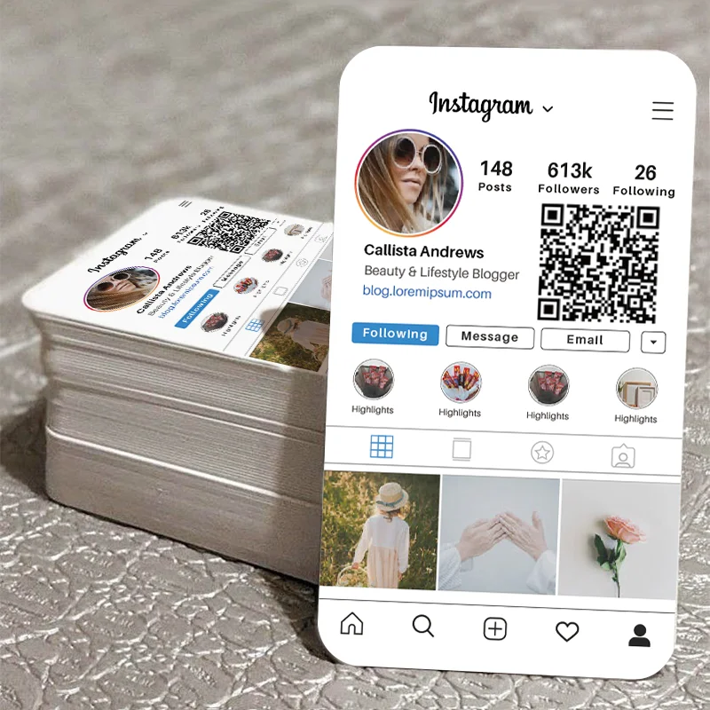 Custom-Instagram-Photo-Feed-Grid-Social-Media-QR-Code-Business-Cards ...