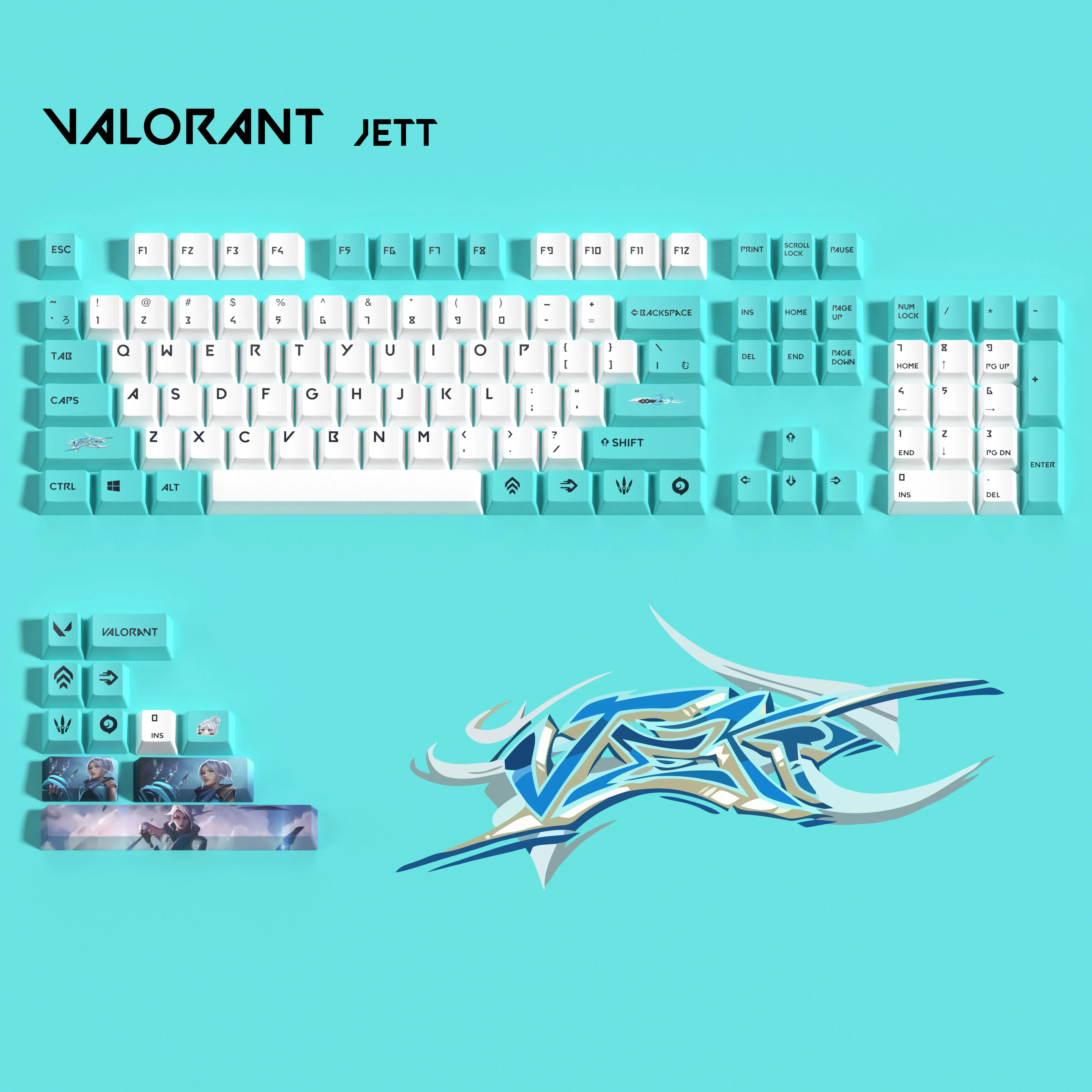 Valorant-jett-keycaps-full-set-High-Quality-PBT-dye-sub-keycaps-OEM ...