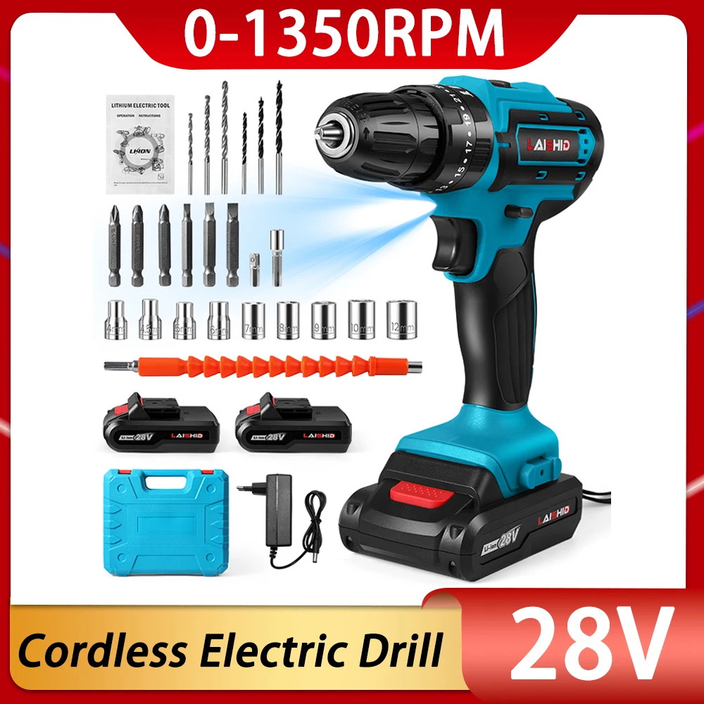 28V-Cordless-Screwdriver-High-power-Rechargeable-Electric-Drill-Lithium ...