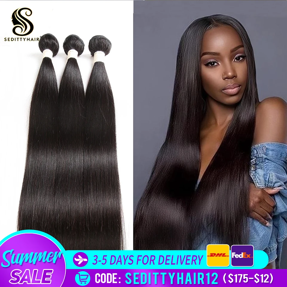 Sedittyhair 30 32 34 36 inch Brazillian Straight Hair bundles 100% ...