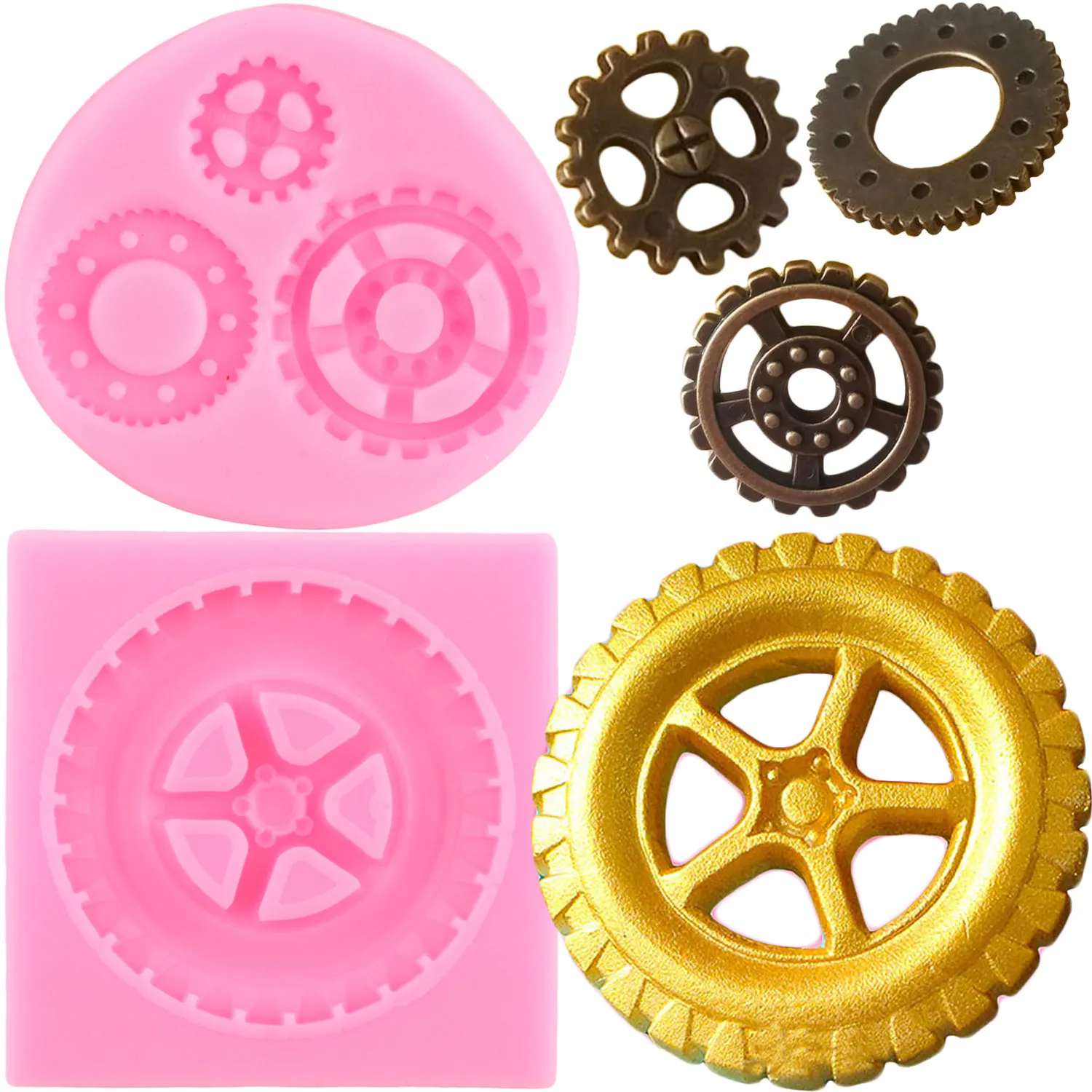 Molde-redondo-de-silicona-para-Fondant-rueda-de-cami-n-engranaje ...