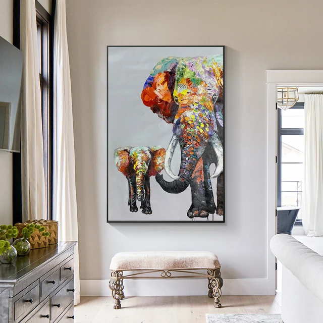 Elephant Painting On Canvas