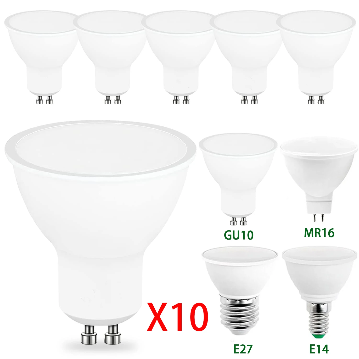 10 pz GU10 E27 E14 MR16 GU5.3 Lampada LED lampadina 6W 220V Bombillas LED Lampada faretto ...