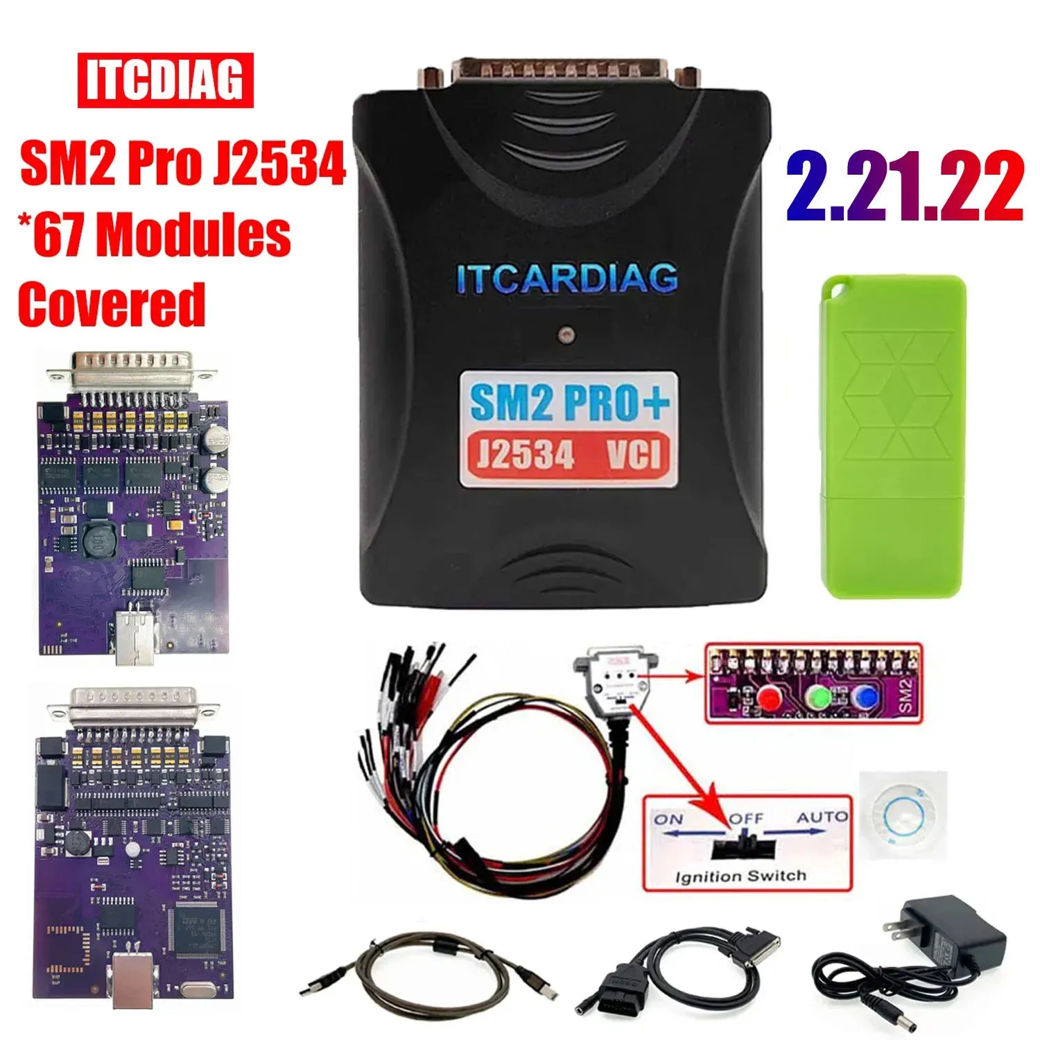 Sm2 Pro 2.21.22 With Led Bench Cable J2534 Vci Ecu Programmer Read ...