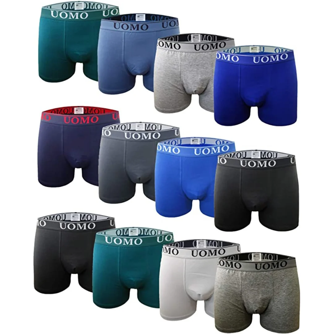 Pack de 12 Calzoncillos. Boxers de Algodón Ajustados Clásicos de ...
