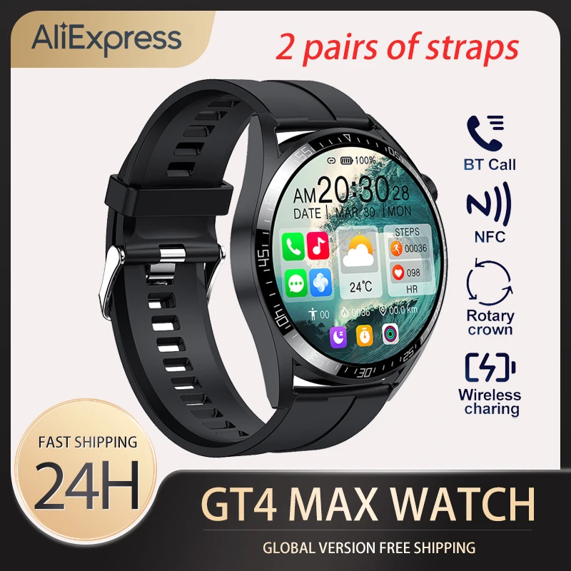 Original-GT4-Max-Smartwatch-NFC-Bluetooth-Call-Voice-Assistant-HD-Screen-Blood-Pressure ...