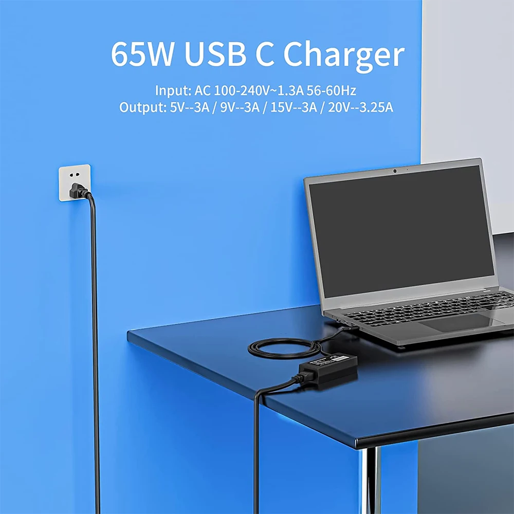 65W 45W USB C Carregador para Dell Chromebook 3380 3500 5300 5400 7200 ...
