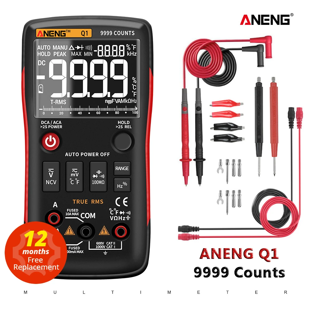 Aneng Q1 Digital Multimeter 9999 Analog Tester True Rms Professional ...