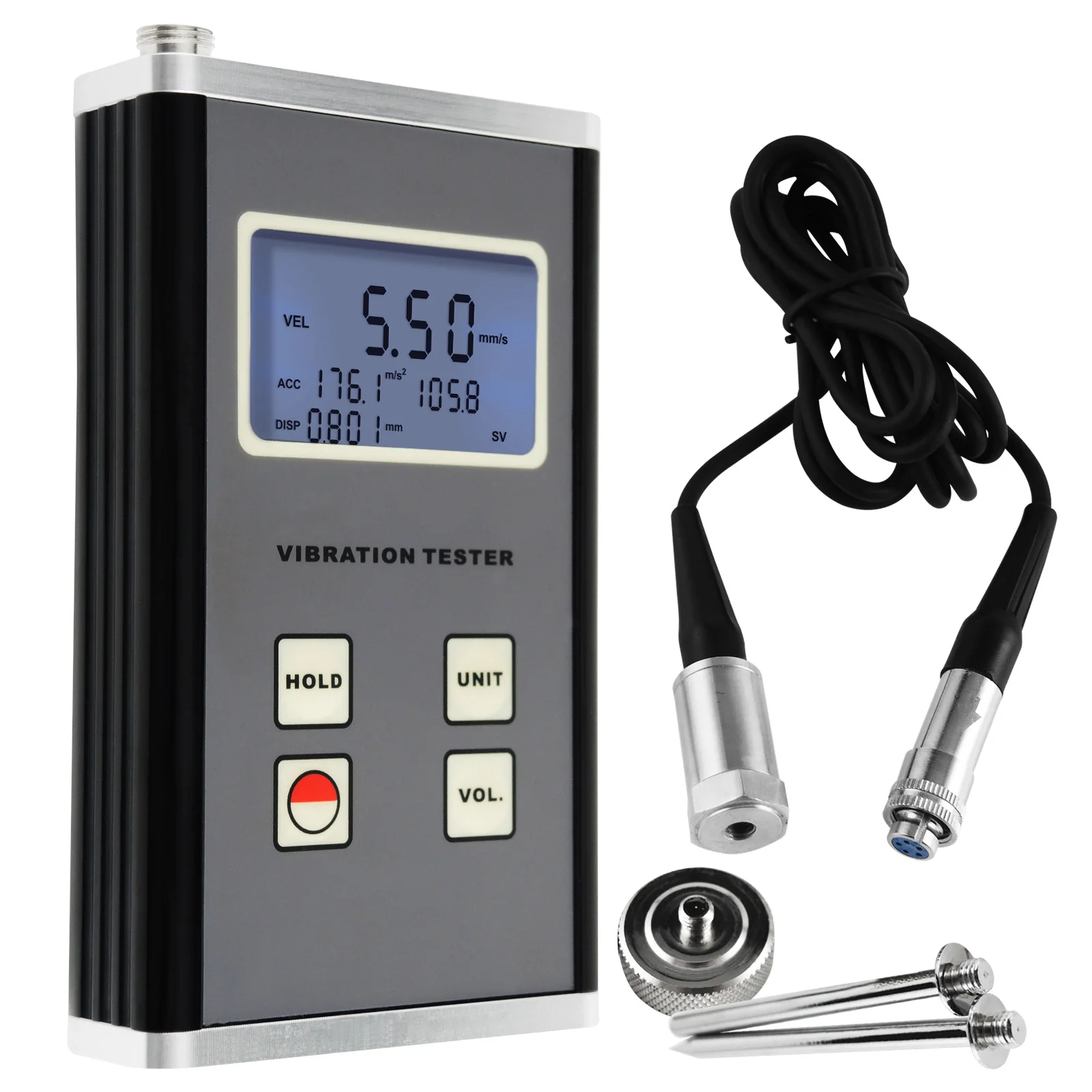 Digital Vibration Meter Piezoelectric Transducer Sensor Displacement ...