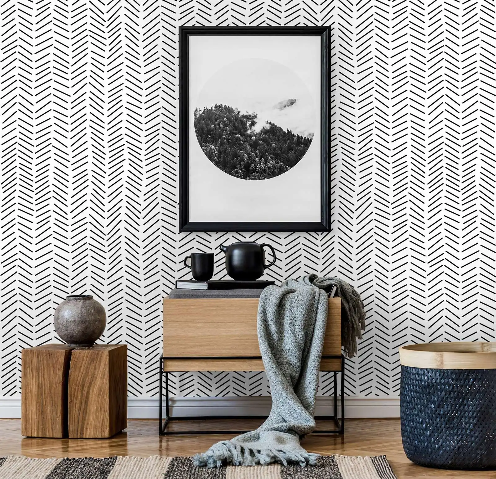 Schwarze Chevron Tapete