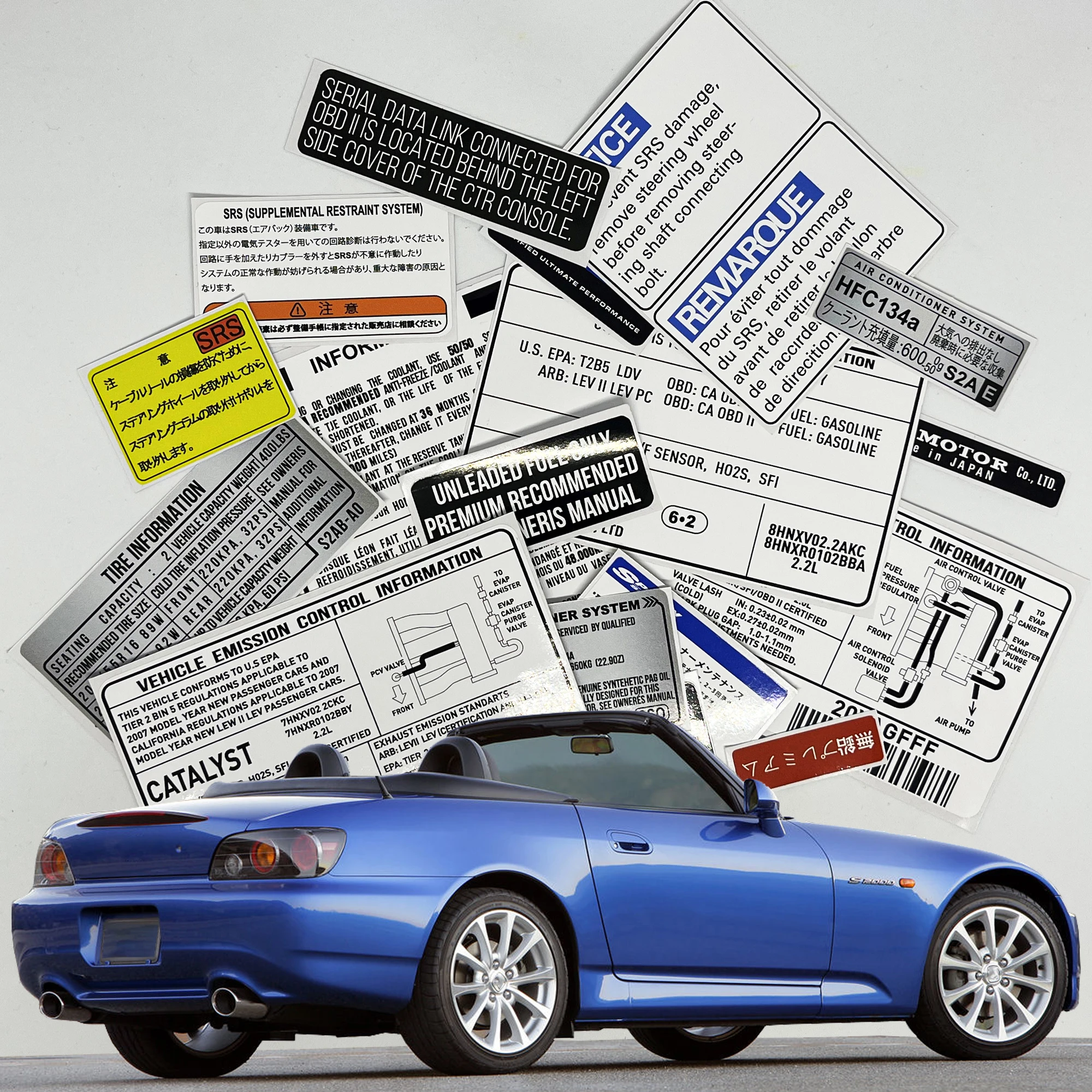 For Honda S2000 S2k Under Bonnet Restoration Stickers Label Warning ...
