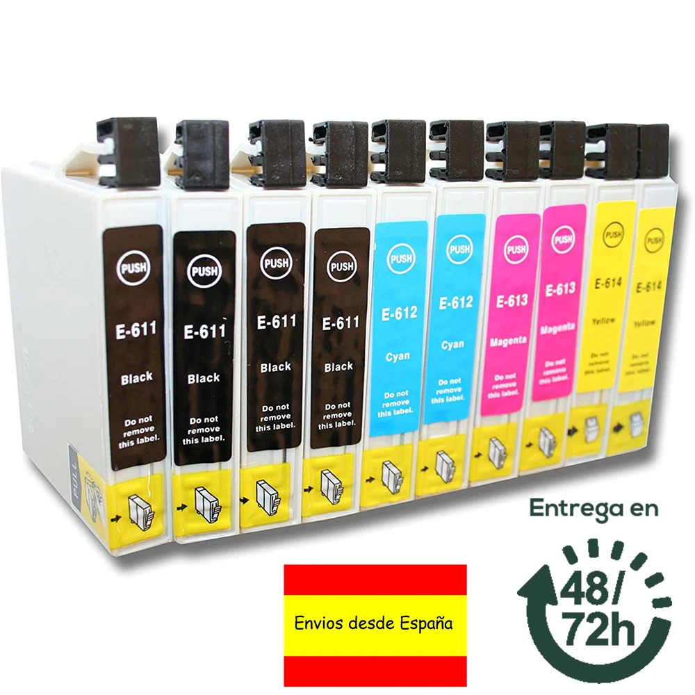 10x-T0611-T0612-T0613-T0614-Cartuchos-de-tinta-RECICLADOS-para-EPSON ...