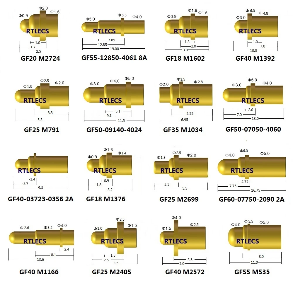 2 Pcs High Current Spring Loaded Pogo Pin Connector 1A 2A 5A 8 AMPS ...