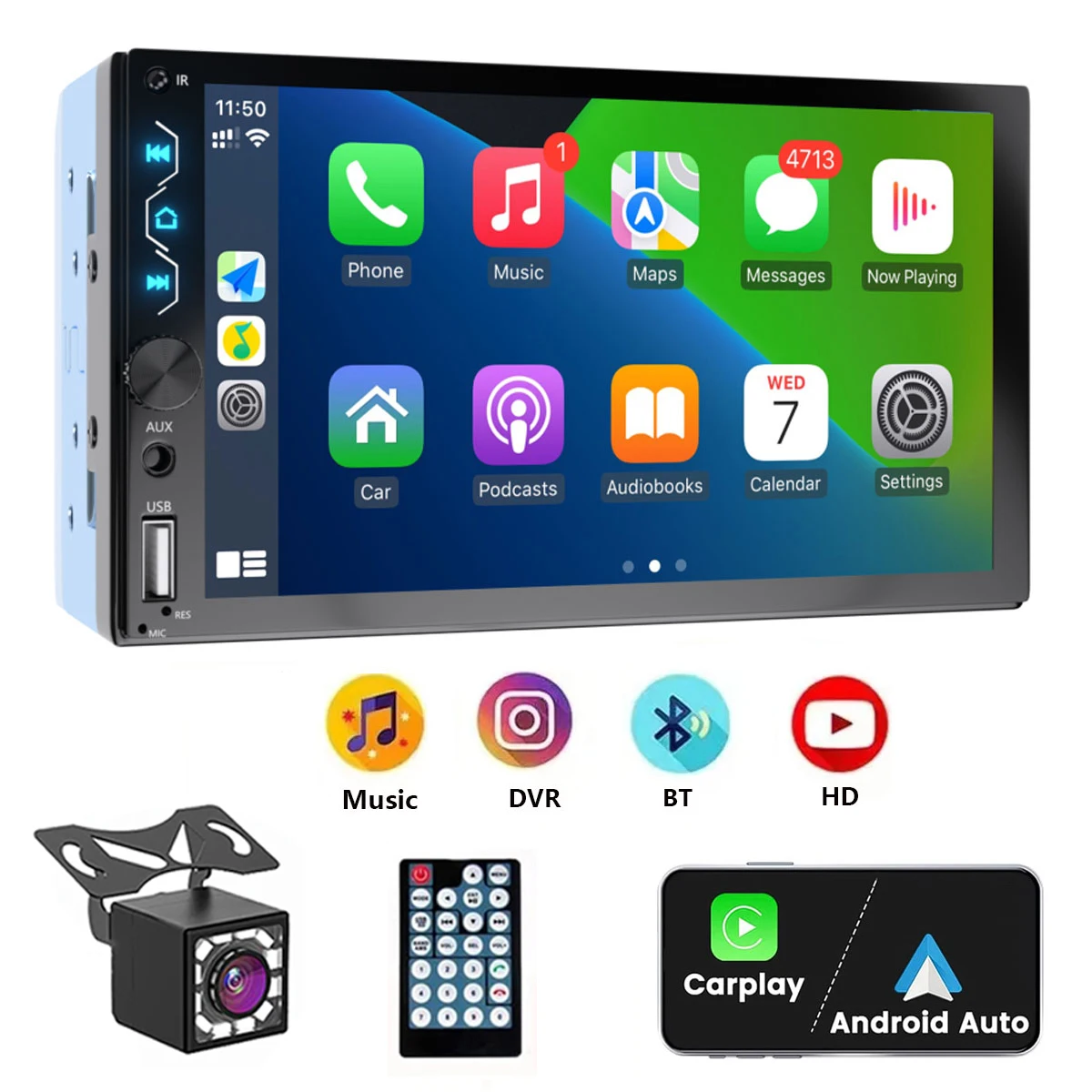 7 Inch Full HD Touchscreen Car Radio 2 Din Car Video Player Support ...