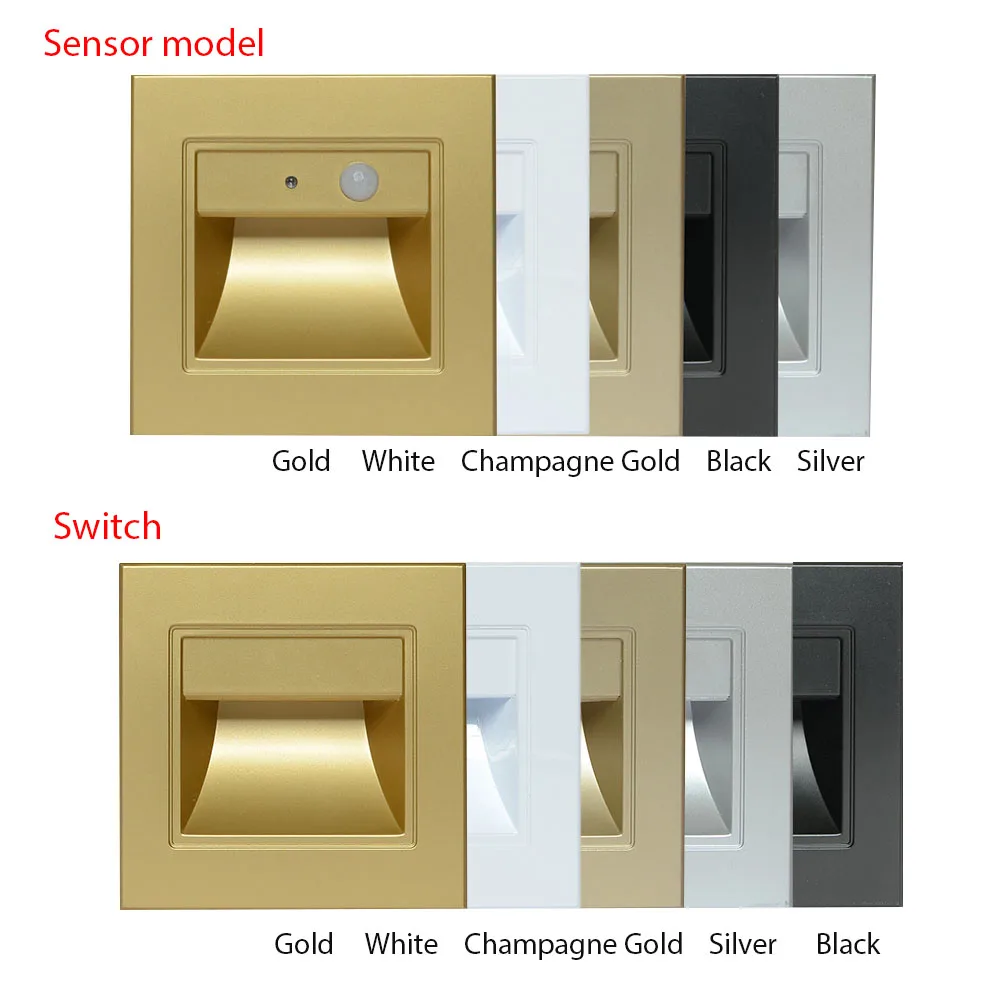 Square-86Type-PIR-Motion-Sensor-Wall-Lamp-Led-Stair-Light-1-5W-Infrared ...