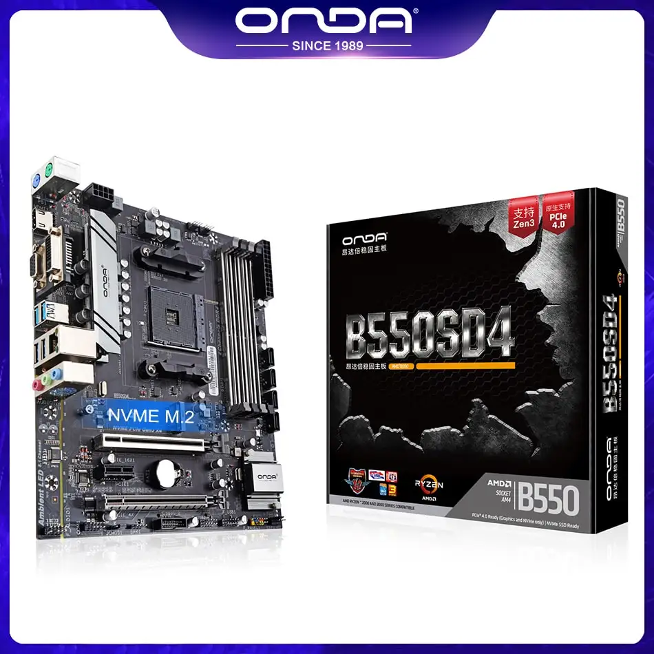 ONDA B550 SD4 Motherboard AMD AM4 For Ryzen 1/2/3/4/5 Gen & Athlon Processors DDR4 128GB PCI-E 4 ...