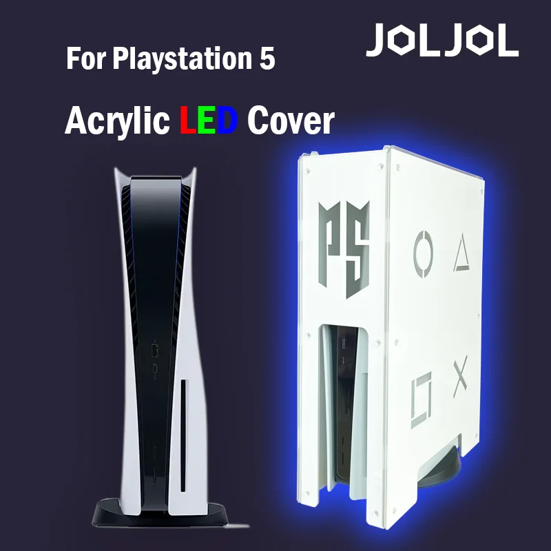 JOLJOL PS5 LED Acrylic Cover Protection Case Waterproof Shockproof Game ...