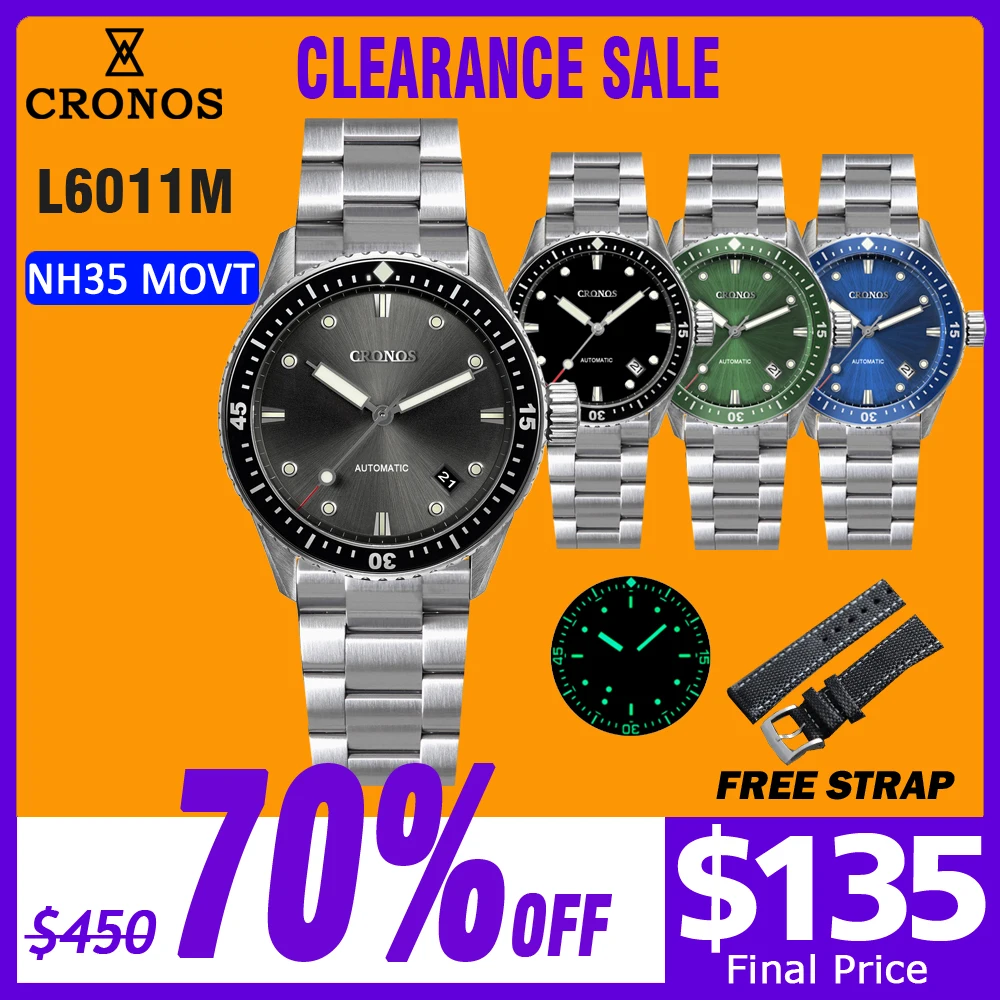 Cronos-Diver-Men-Watch-Fifty-Sunray-Dial-Date-Automatic-NH35-200M-Water ...